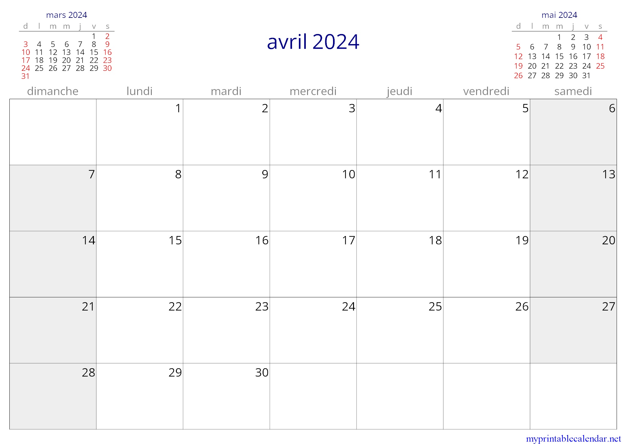Printable Monthly July 2024 Calendar, Haiti, French